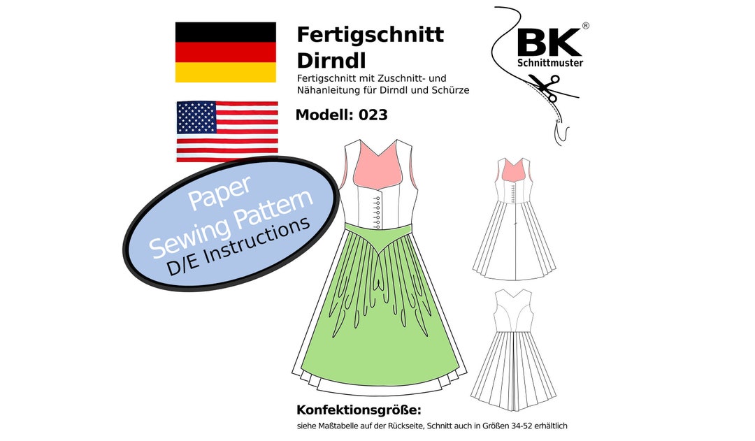 Paper Sewing Pattern Dirndl - Etsy