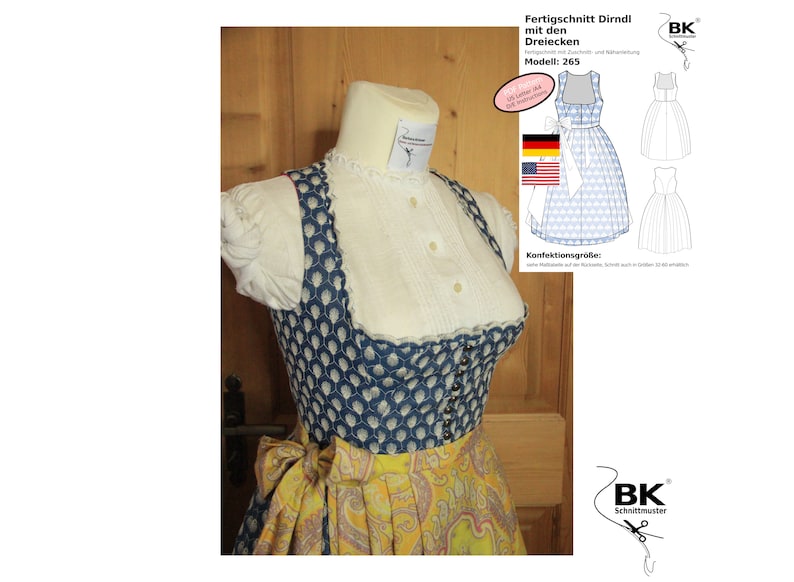 PDF Pattern - Size 40 - Dirndl 265 - Dirndl Patterns, Dirndl Dress Pattern, Plussize Dirndl ...