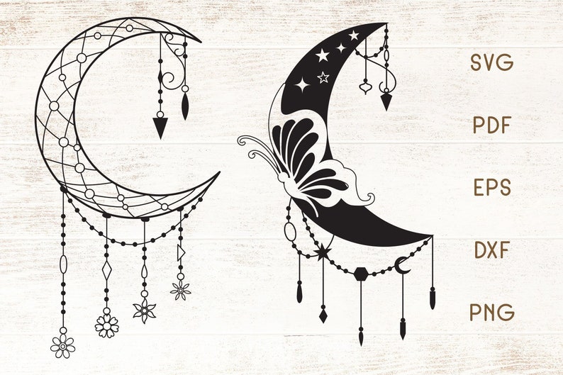 Moon Zentangle Moon SVG Bundle Crescent Moon SVG Moon Cut - Etsy
