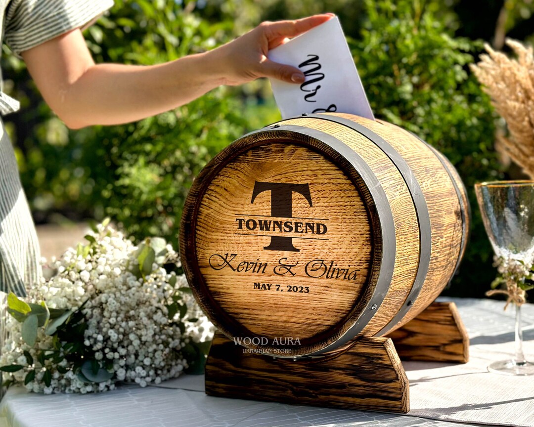 Custom Wooden Barrel Card Holder Custom Wedding Card Box Wedding Card ...