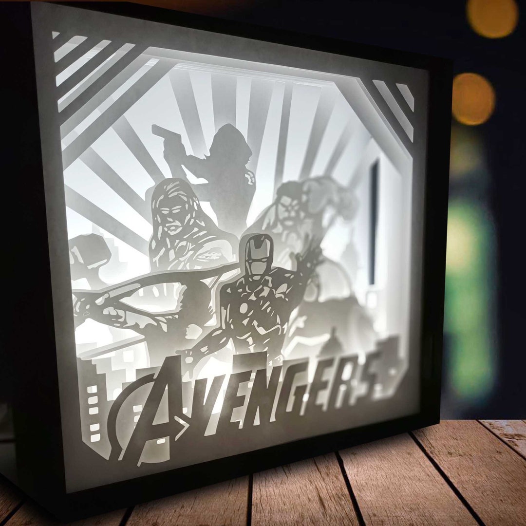 Lightbox Wood, Papercut "spiderman" "avengers" Inspired , Nightlight ...