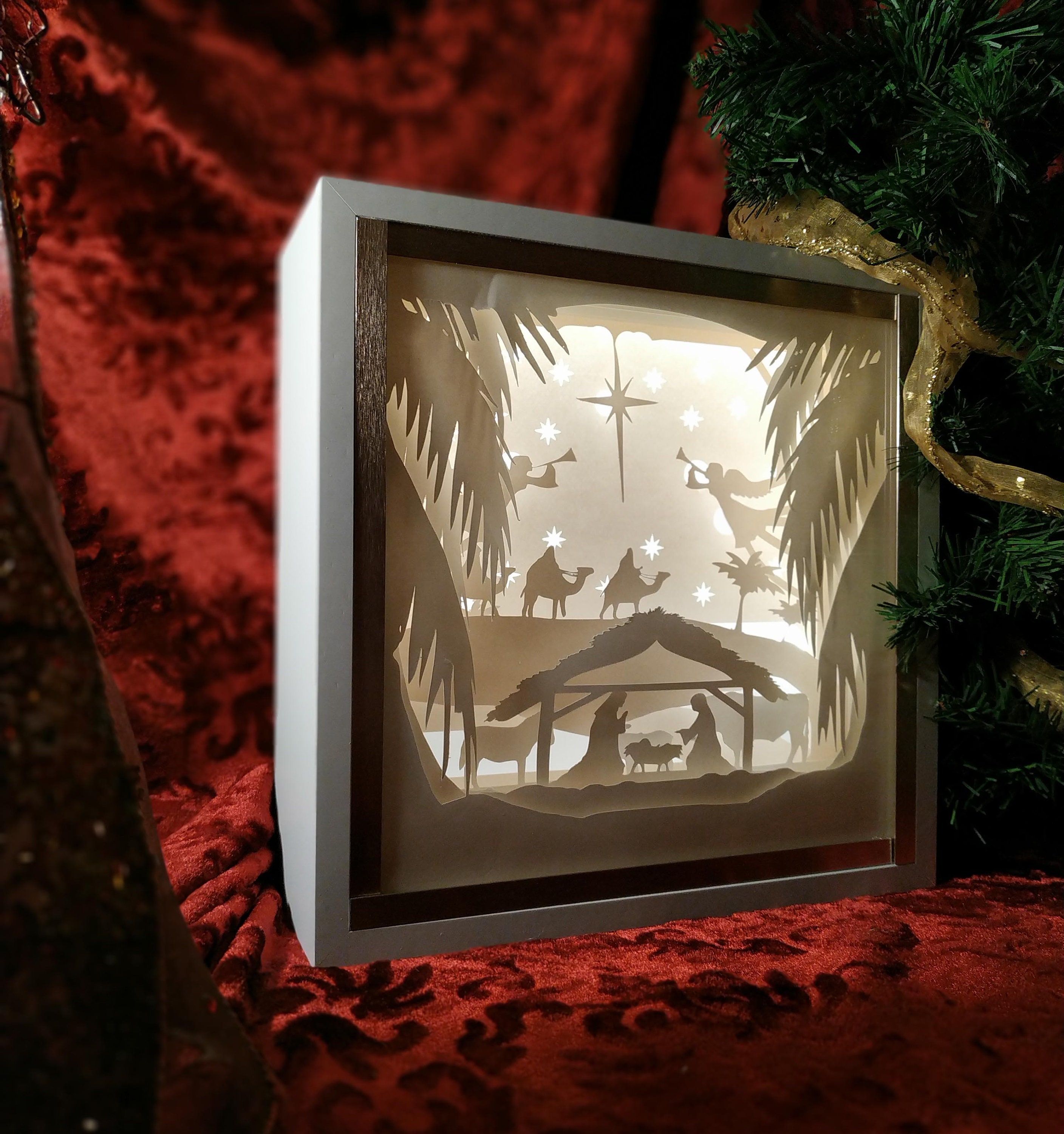 Lightbox Wood and Papercut "christmas Nativity Scene" , Home Decor Lamp ...