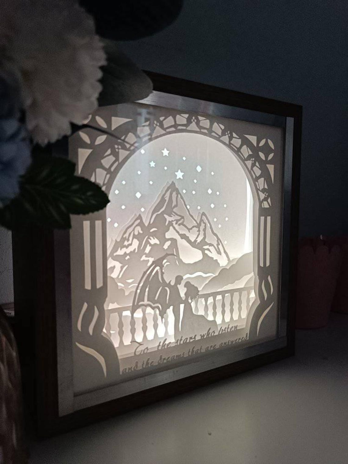 ACOTAR Lightbox: Wood Papercut Shadowbox, Fantasy Home Decor - Etsy