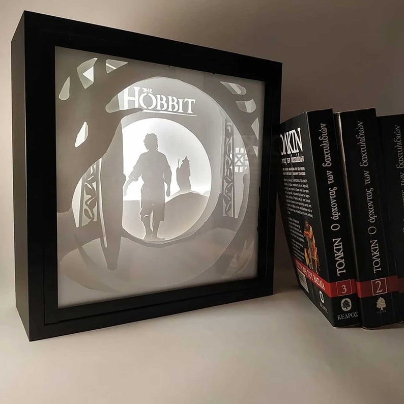 Lightbox Wood and Papercut lord of the Rings Inspired , Home Decor Lamp ...