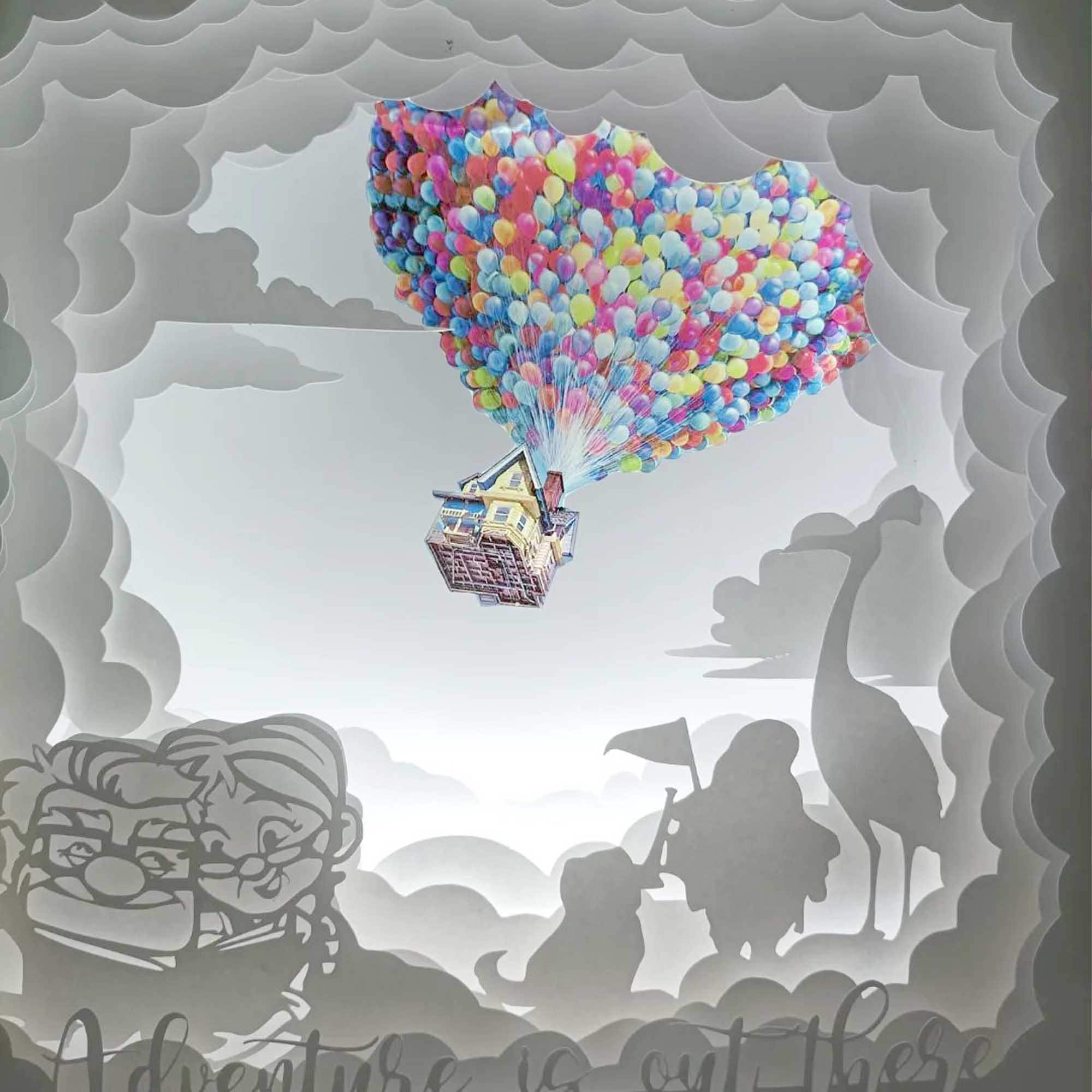 Lightbox Wood Paper-cut "up! " Movie Inspired, Home Decor Lamp ...