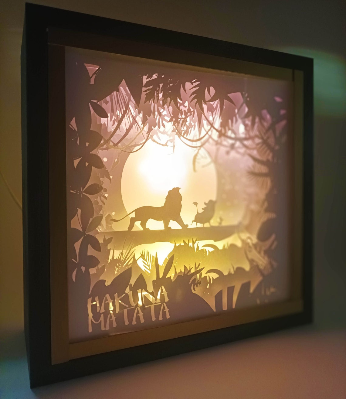 Lightbox Wood and Papercut "lion King Inspired" , Home Decor Lamp ...