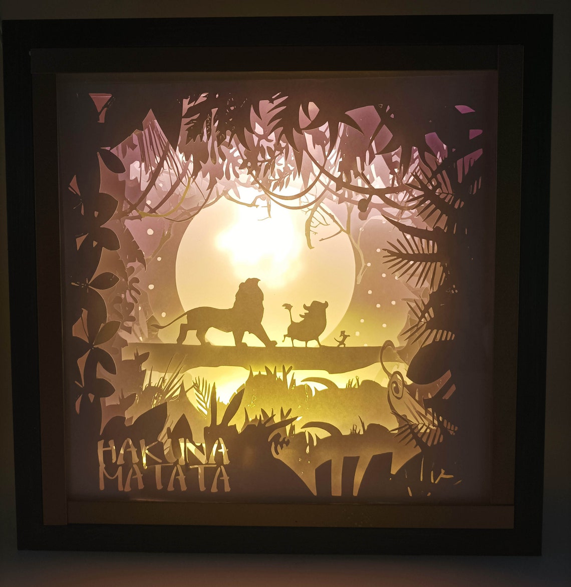 Lightbox Wood and Papercut "lion King Inspired" , Home Decor Lamp ...