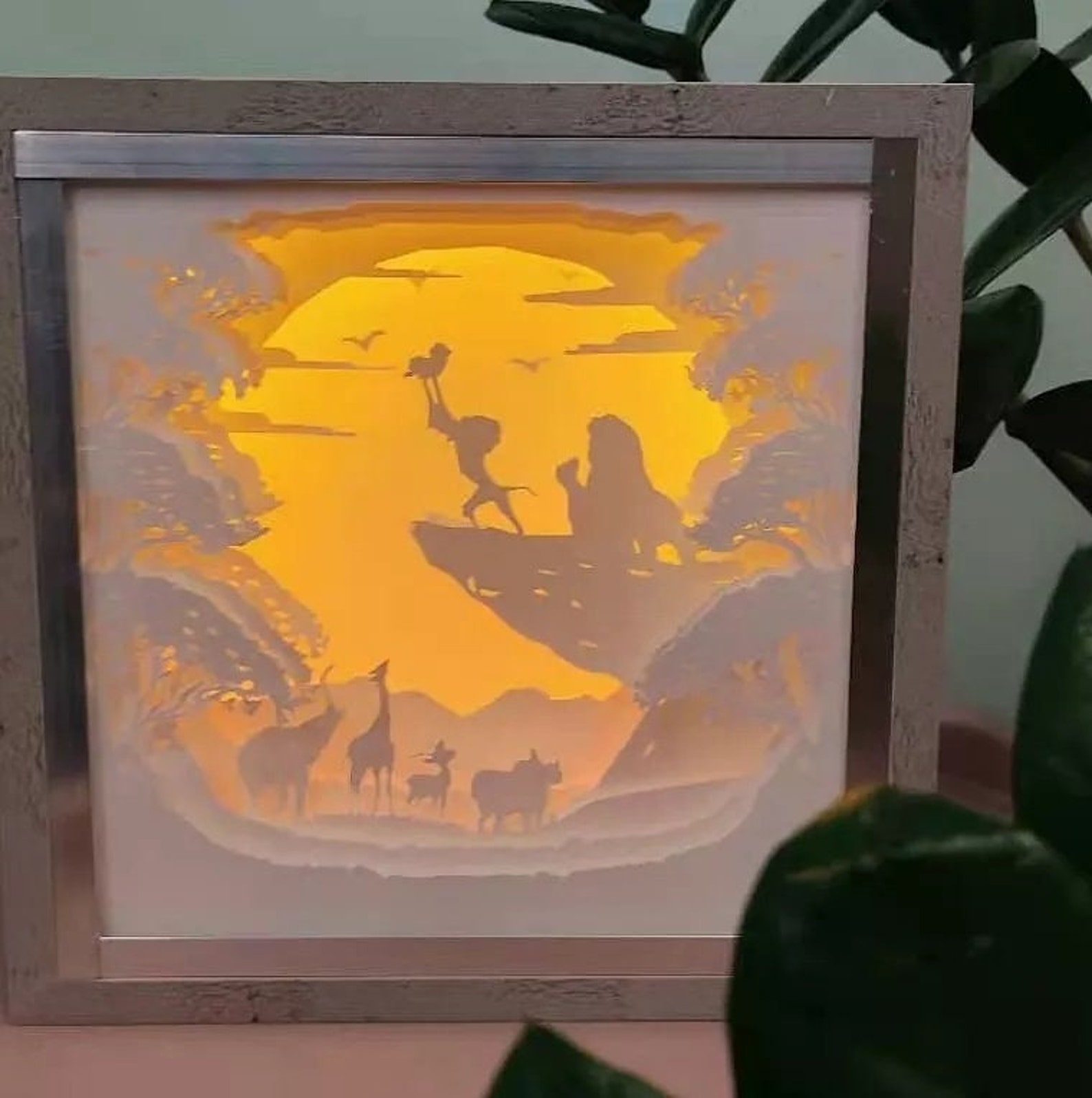 Lightbox Wood and Papercut "lion King Inspired" , Home Decor Lamp ...