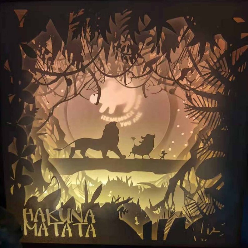 Lightbox Wood and Papercut lion King Inspired | Etsy