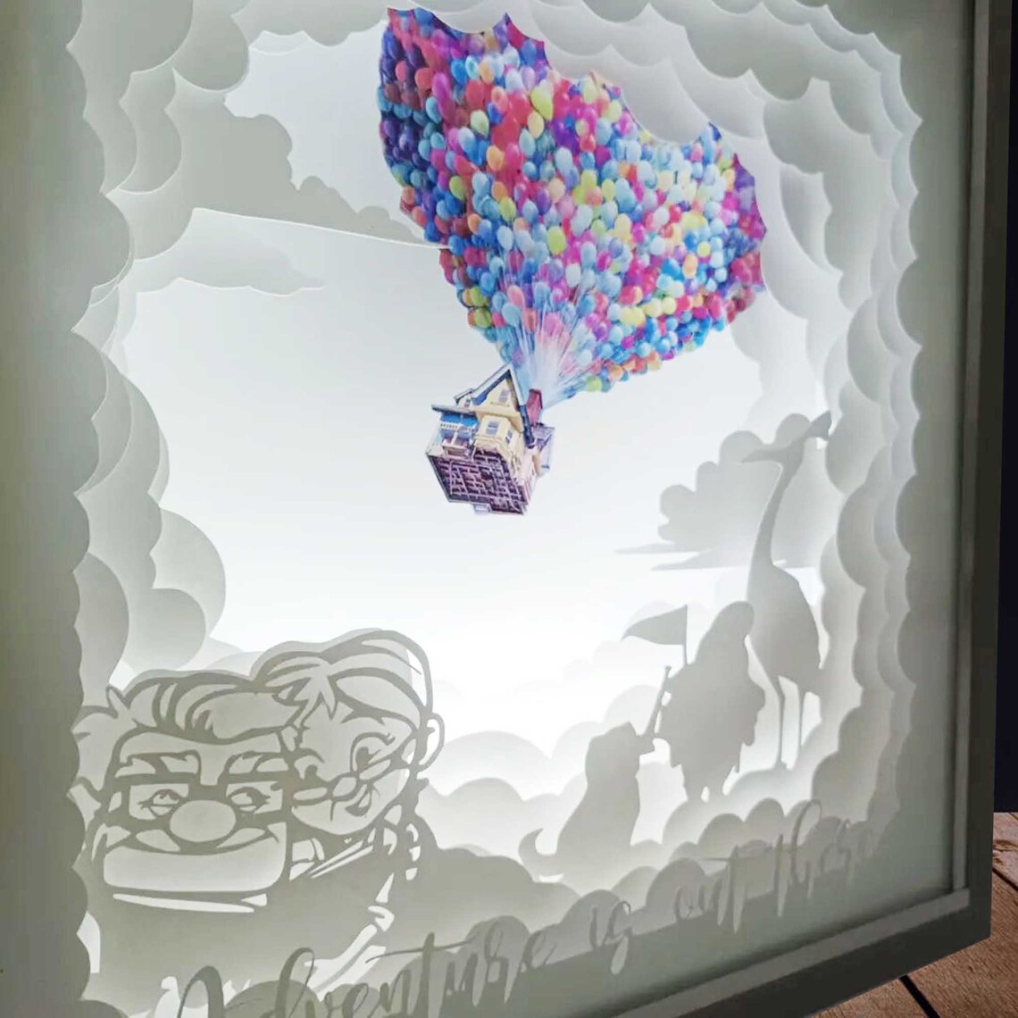 Lightbox Wood Paper-cut "up! " Movie Inspired, Home Decor Lamp ...