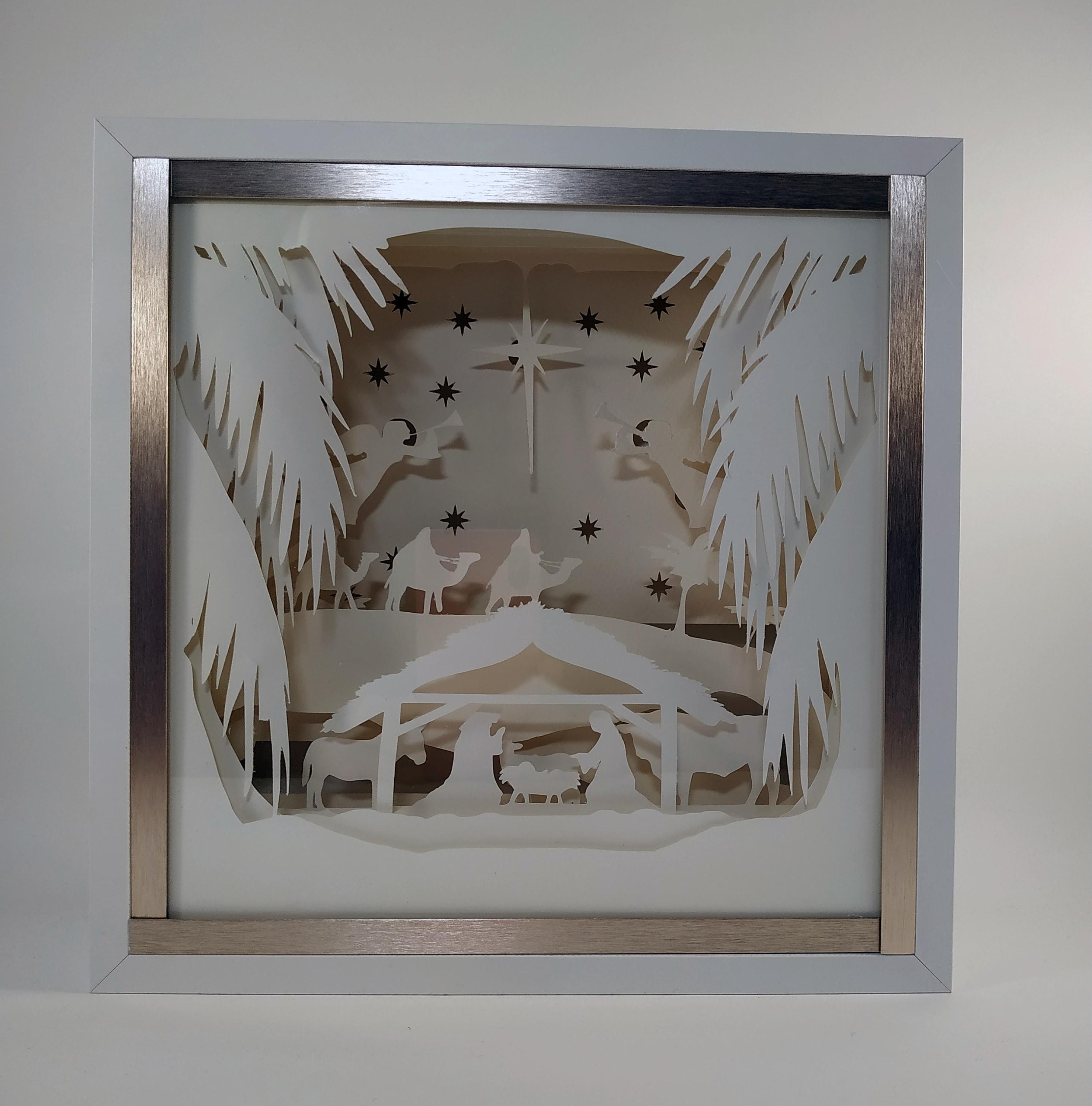 Wood Christmas Nativity Scene Lightbox, Papercut Shadowbox, LED Lamp - Etsy
