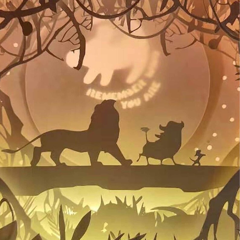 Lightbox Wood and Papercut lion King Inspired | Etsy