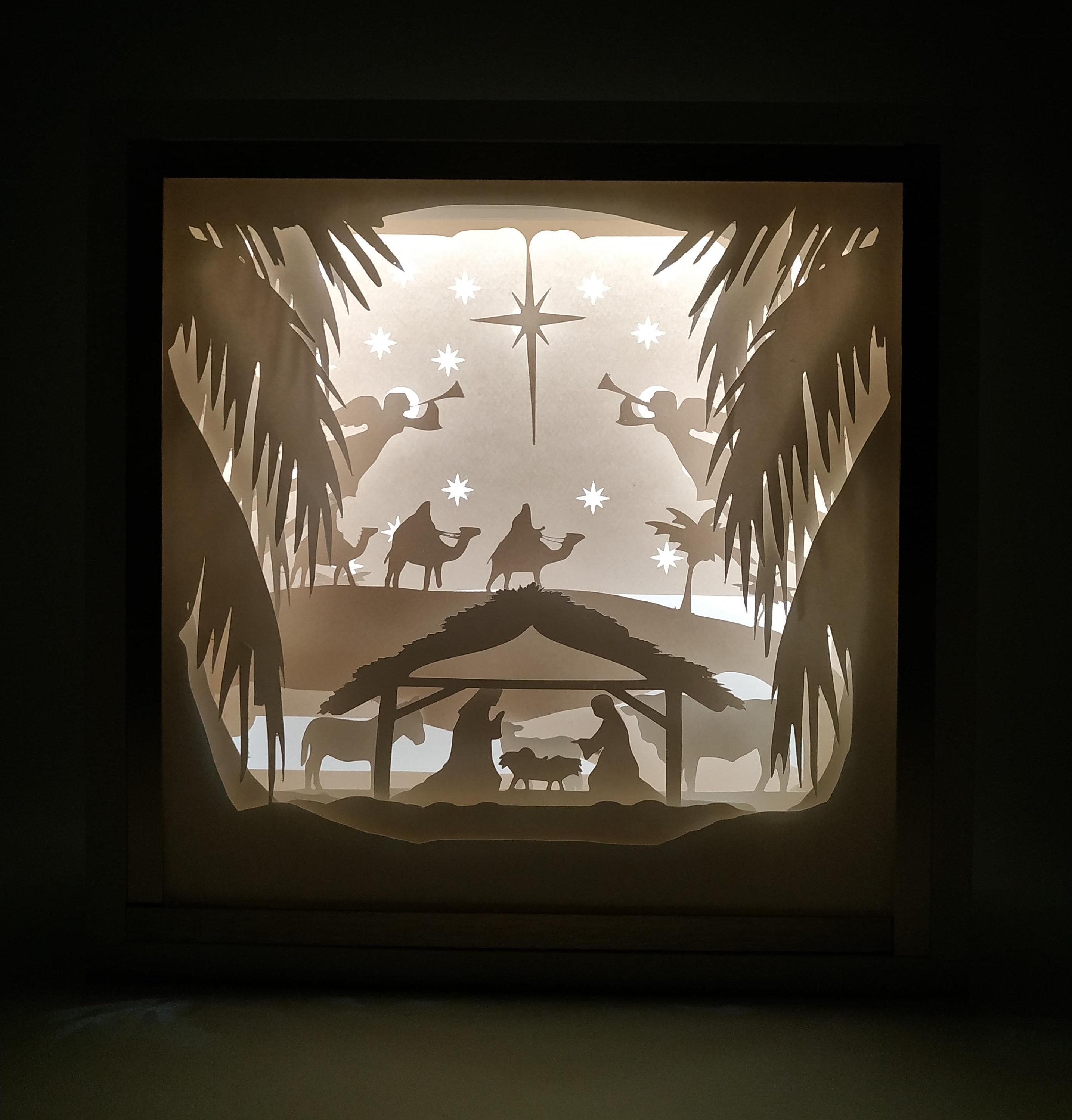 Wood Christmas Nativity Scene Lightbox, Papercut Shadowbox, LED Lamp - Etsy