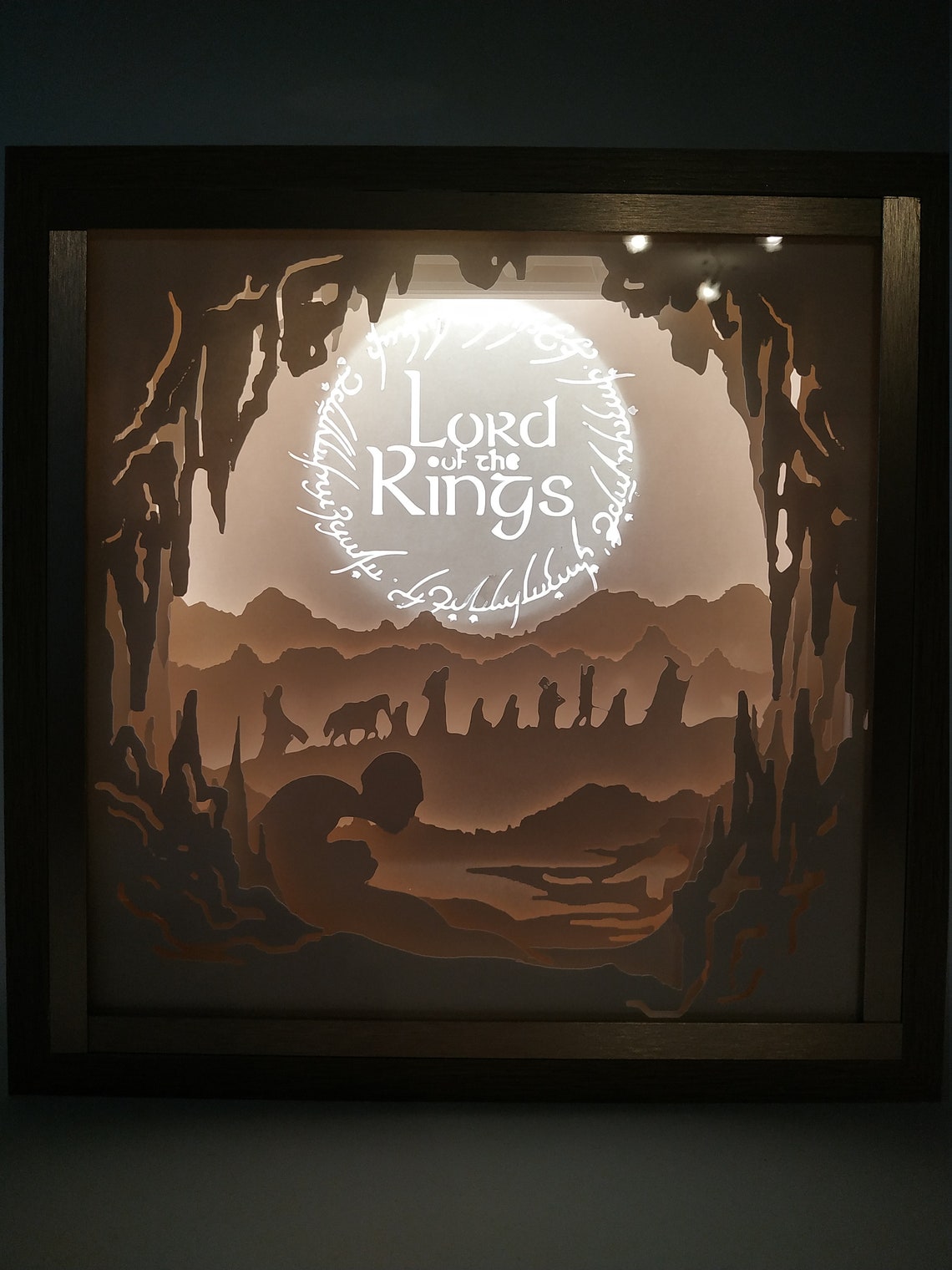 Lightbox Wood and Papercut lord of the Rings Inspired , Home Decor Lamp ...