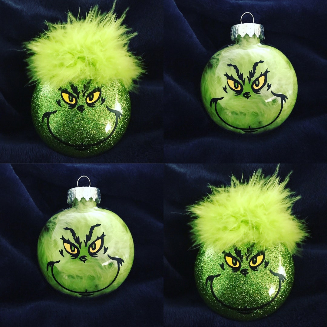 Grinch Custom Ornaments With Glitter or Feathers - Etsy
