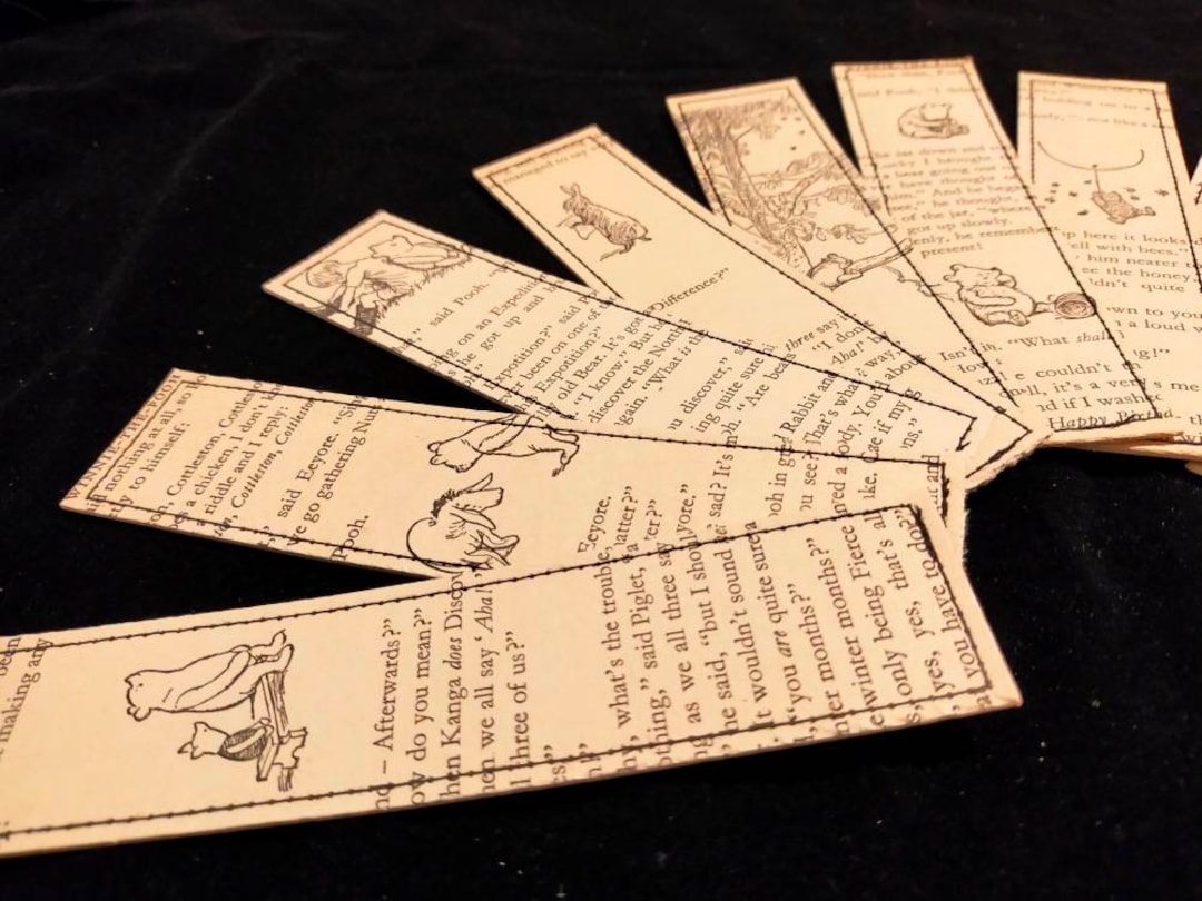 Winnie the Pooh A A Milne, Illustrated Bookmarks Made From Preloved ...