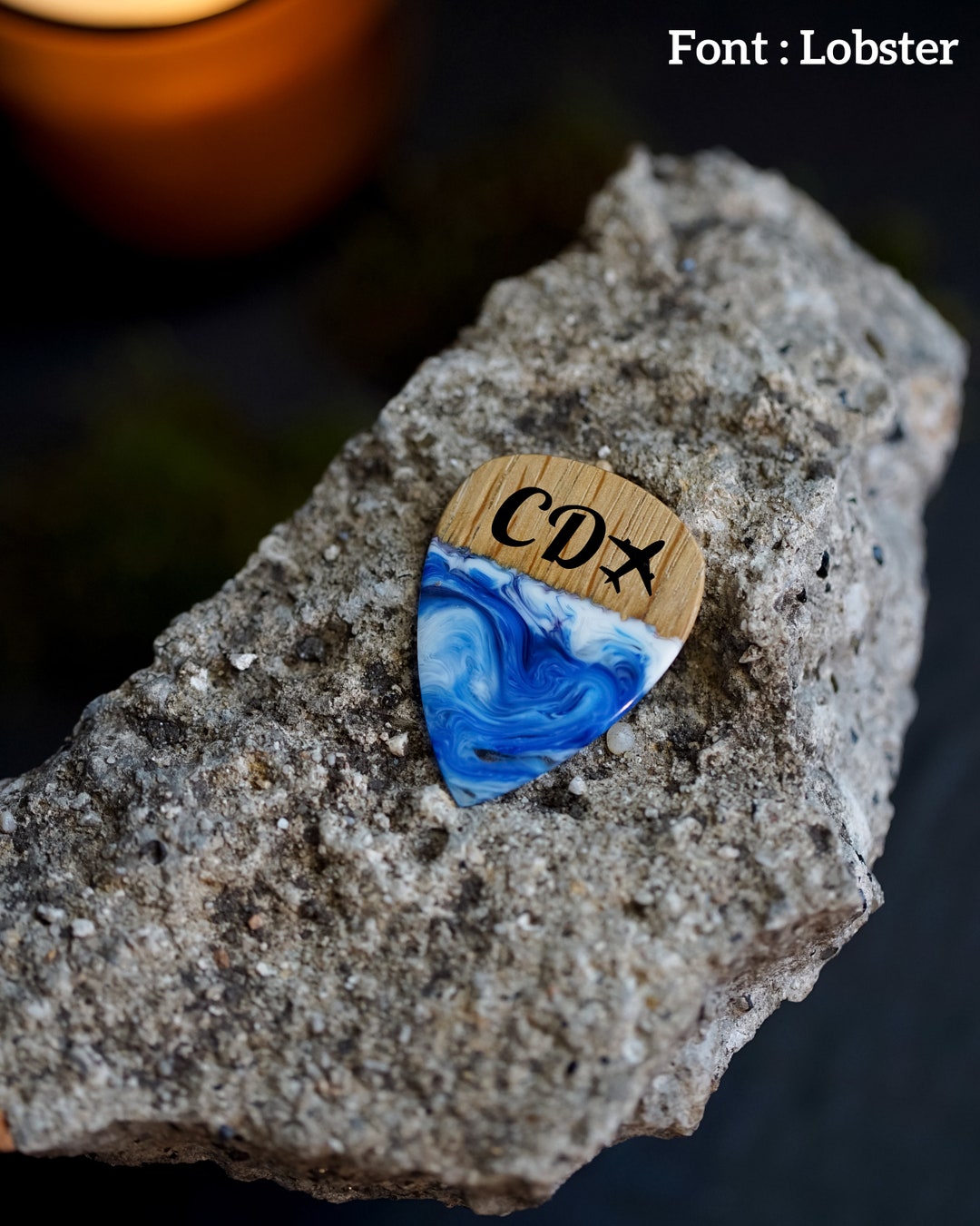 Blue Sky Resin Wood Guitar Pick, Personalized Guitar Pick, Music Lover ...