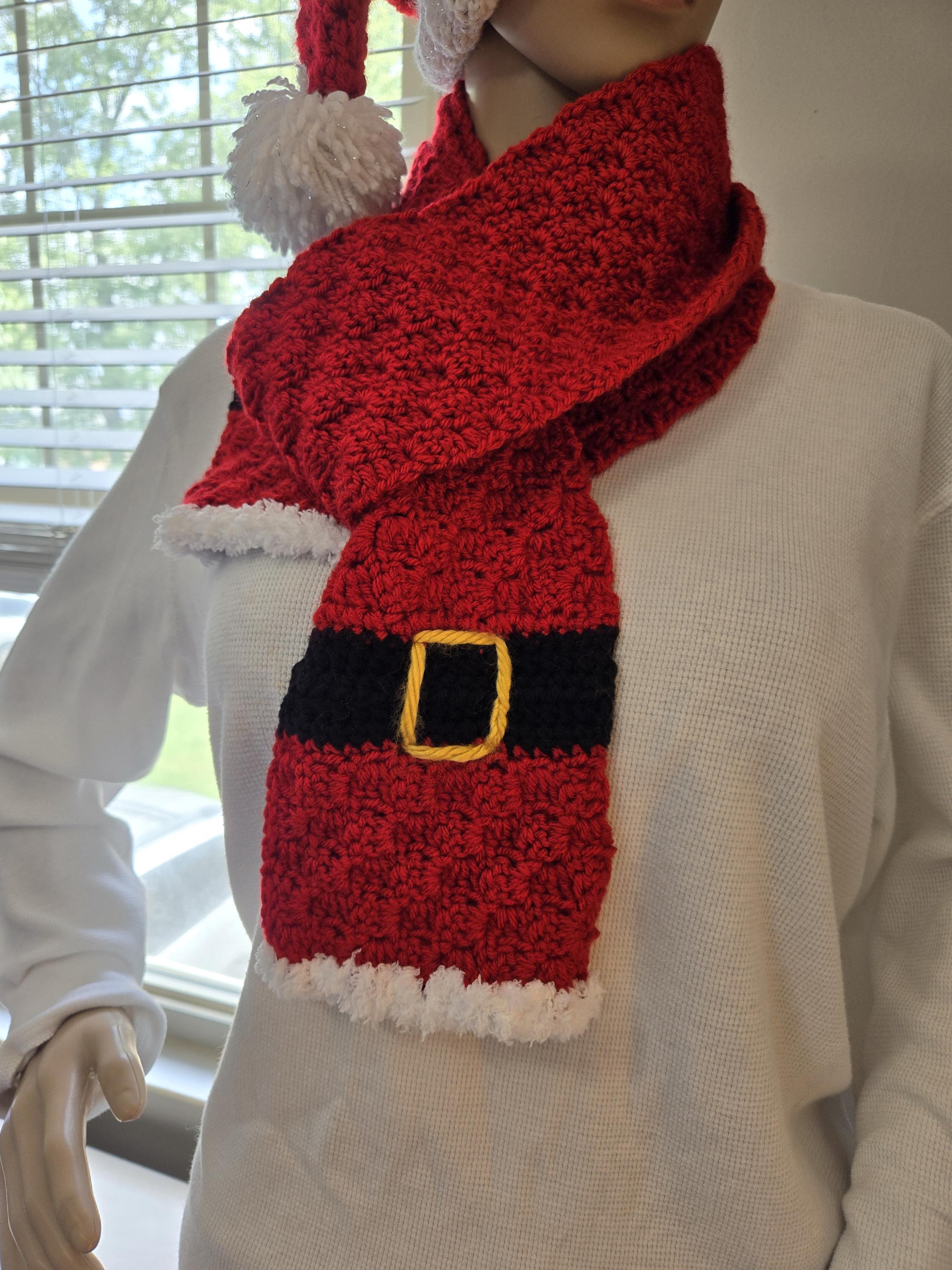Santa Scarf: Red Christmas Scarf With Gold Belt Buckle - Etsy