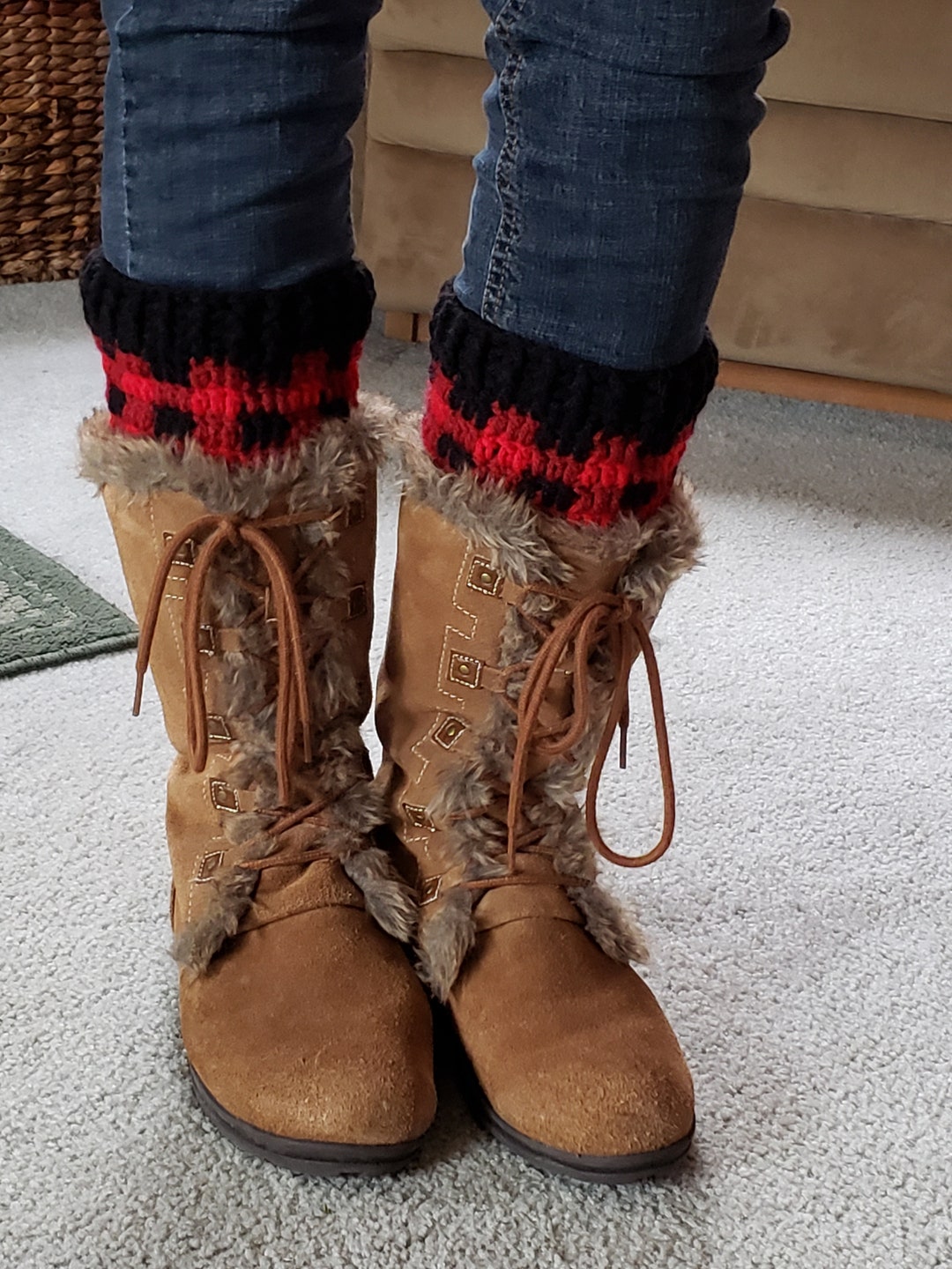 Buffalo Plaid Checked Boot Cuffs. These Boot Toppers Are Warm and ...