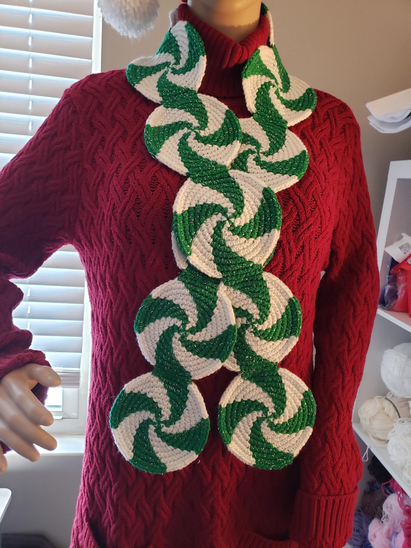 Peppermint Candy Inspired Crochet Scarf. 3 Color Combinations! Festive ...