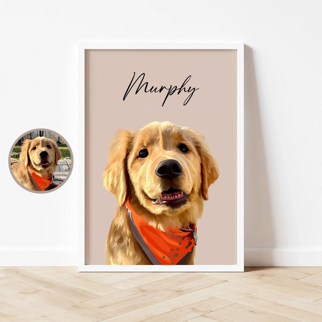 Custom Pet Portraits Using Pet Photo Personalized Digital Dog Portraits ...