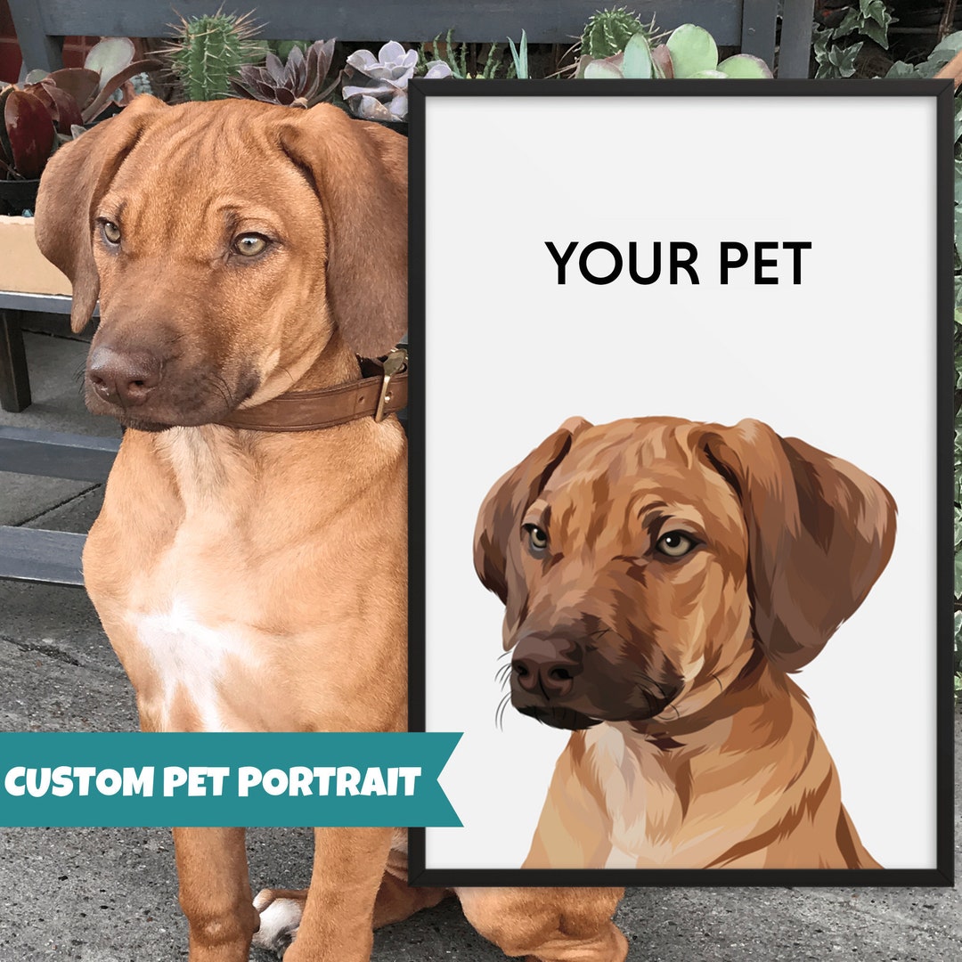 Custom Pet Portrait, Framed Dog Painting Print, Cat Art Print From ...