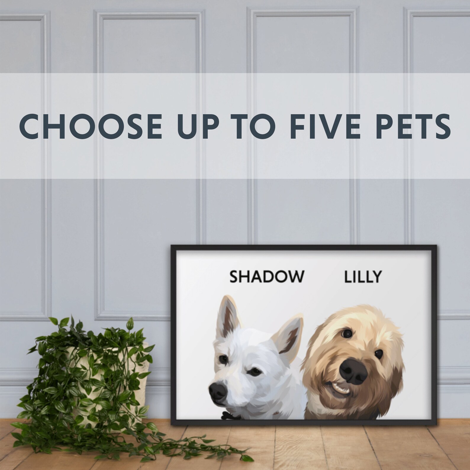 Custom Pet Portrait Framed Dog Portrait Digital Dog Art - Etsy