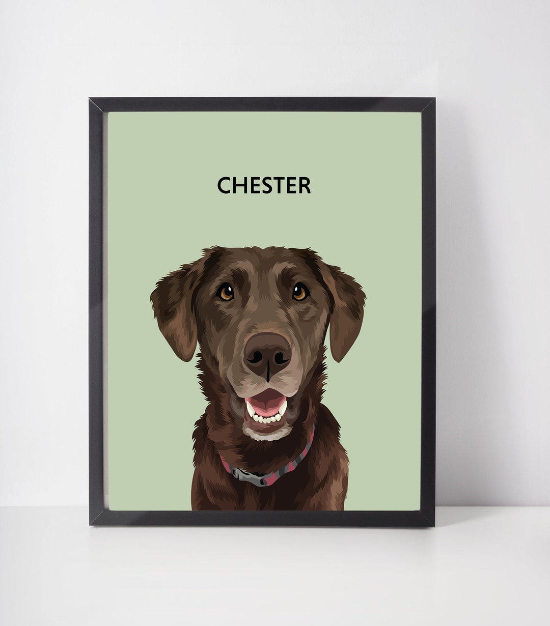 Custom Pet Portrait | Framed Dog Portrait | Digital Dog Art Pet ...