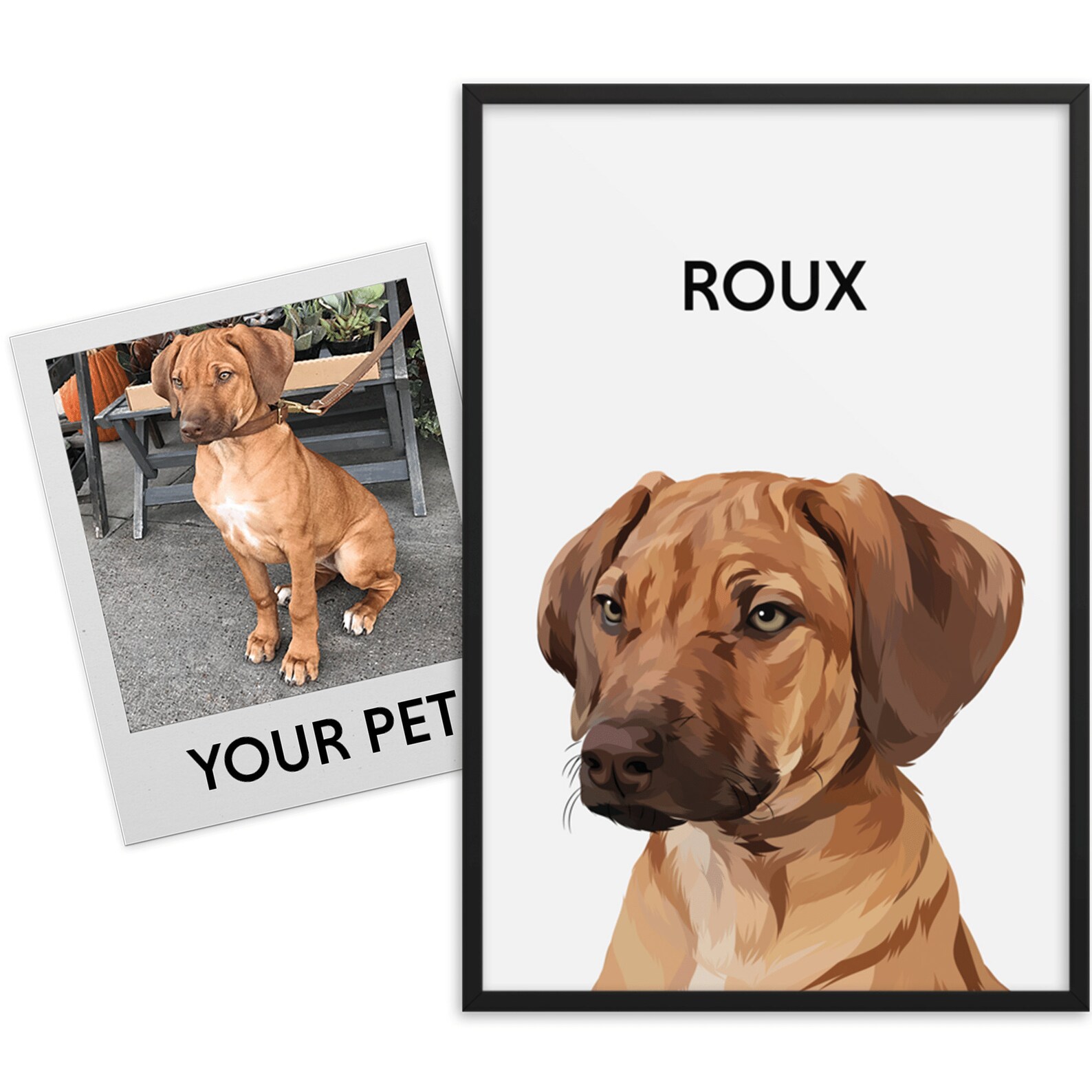 Custom Pet Portrait Framed Dog Portrait Digital Dog Art - Etsy