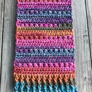 Crochet Scarf Pattern, Long Crochet Scarf; Easy Textured Crochet Scarf ...