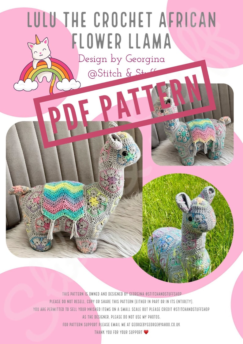 African Flower Crochet Llama Pattern: Lulu Llama PDF (instant Download ...