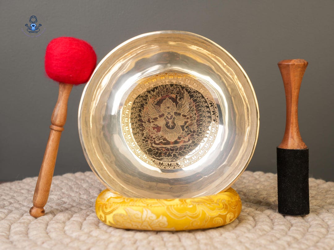 Garuda Engraving, Meditation and Sound Healing Bowl With Cushion ...