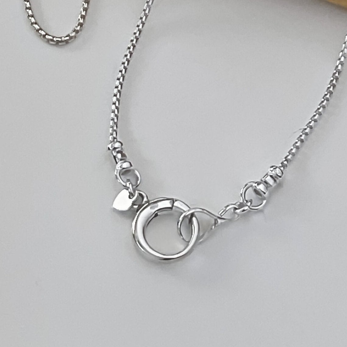 Dainty Sterling Silver Box Chain Necklace 1.25mm With Charm Clip Clasp ...