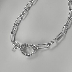 Open Heart Necklace Sterling Silver Paperclip Necklace 4.3mm | Front ...