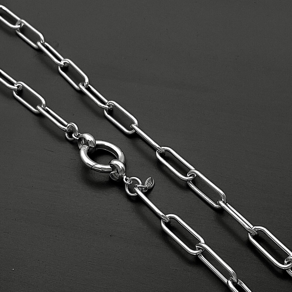 Sterling Silver Paperclip Chain Necklace 6mm Width | Front Circle Clasp ...