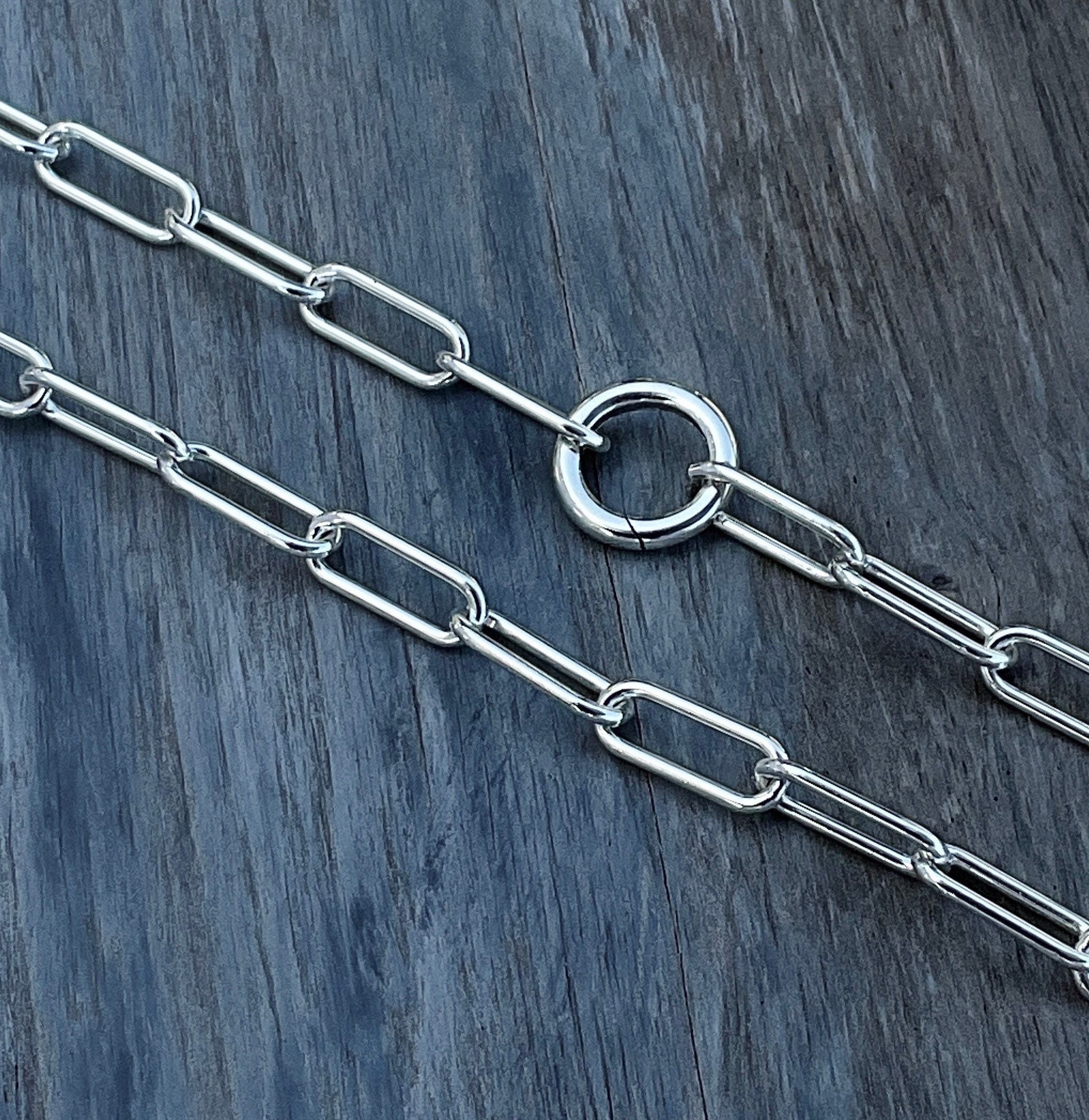 Solid 925 Sterling Silver Paperclip Necklace 6mm Chain W/ - Etsy