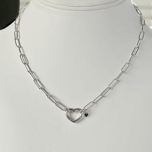 Open Heart Necklace Sterling Silver Paperclip Necklace 4.3mm | Front ...