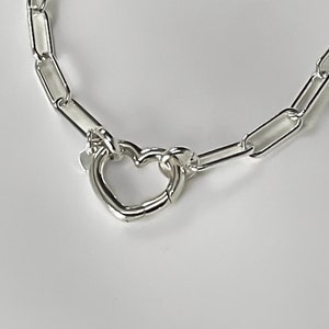 Open Heart Necklace Sterling Silver Paperclip Necklace 4.3mm | Front ...