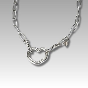Open Heart Necklace Front Clasp Paperclip Necklace Solid Sterling ...