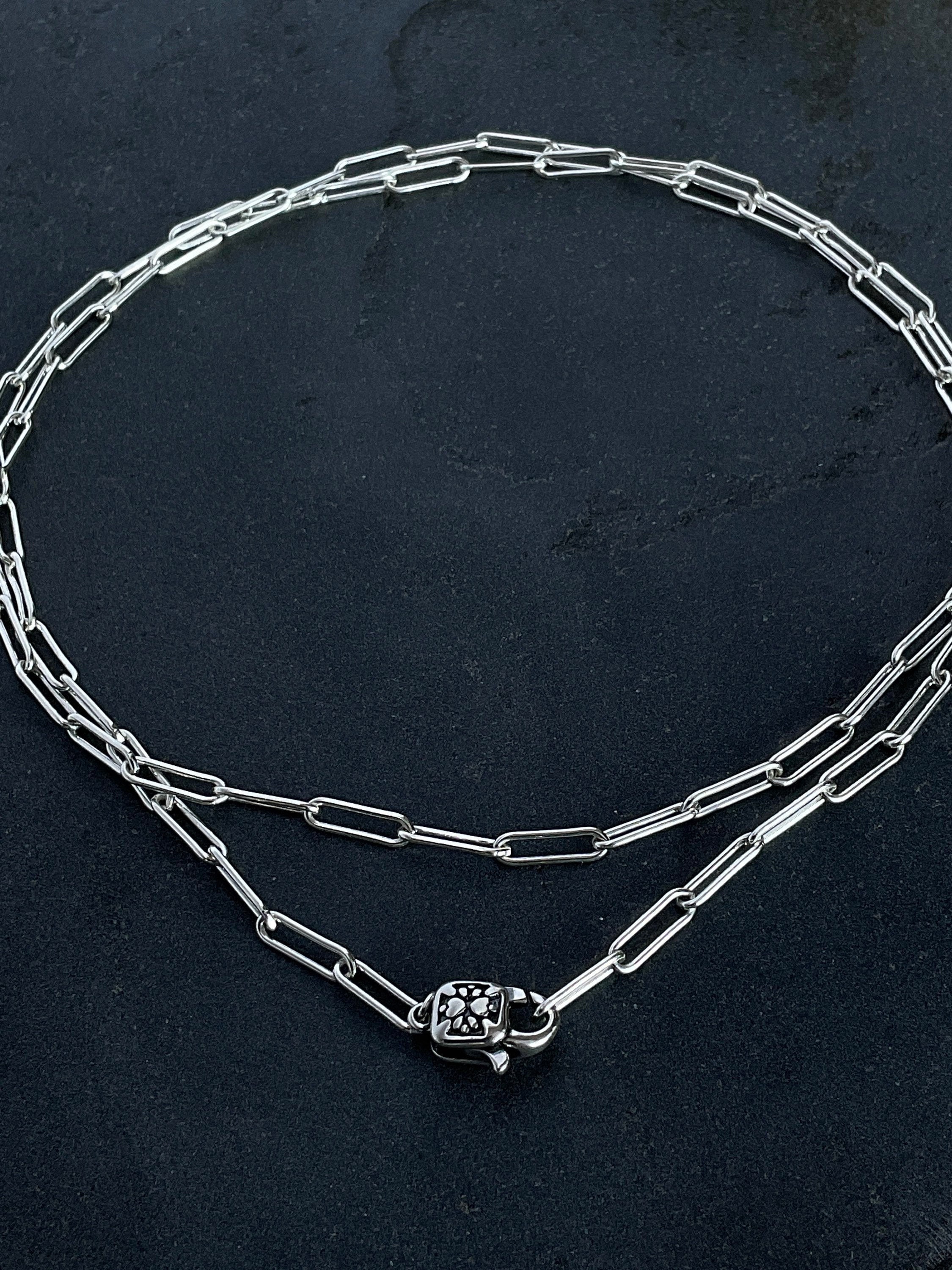 Solid Sterling Silver Large Paperclip Necklace Chain with | Etsy Solid Sterling Silver Large Paperclip Necklace Chain with | Etsy