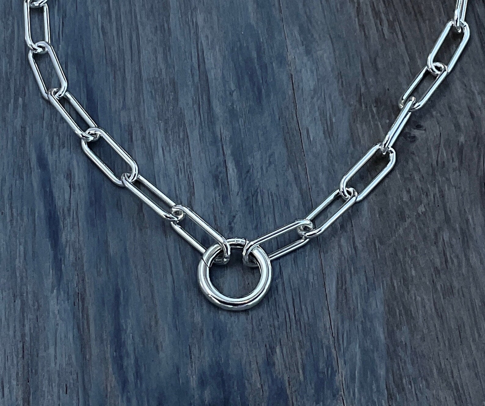 Solid 925 Sterling Silver Paperclip Necklace 6mm Chain W/ - Etsy