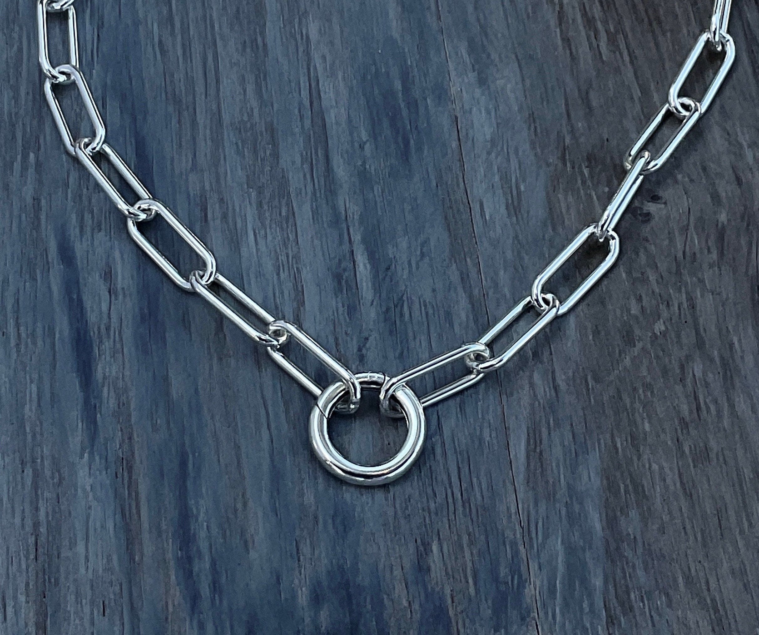 Solid 925 Sterling Silver Paperclip Necklace 6mm Chain W Etsy