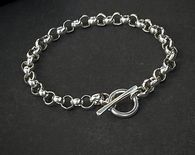 Classic Sterling Silver Toggle Bracelet Rolo Chain 6.3mm Width Classic ...