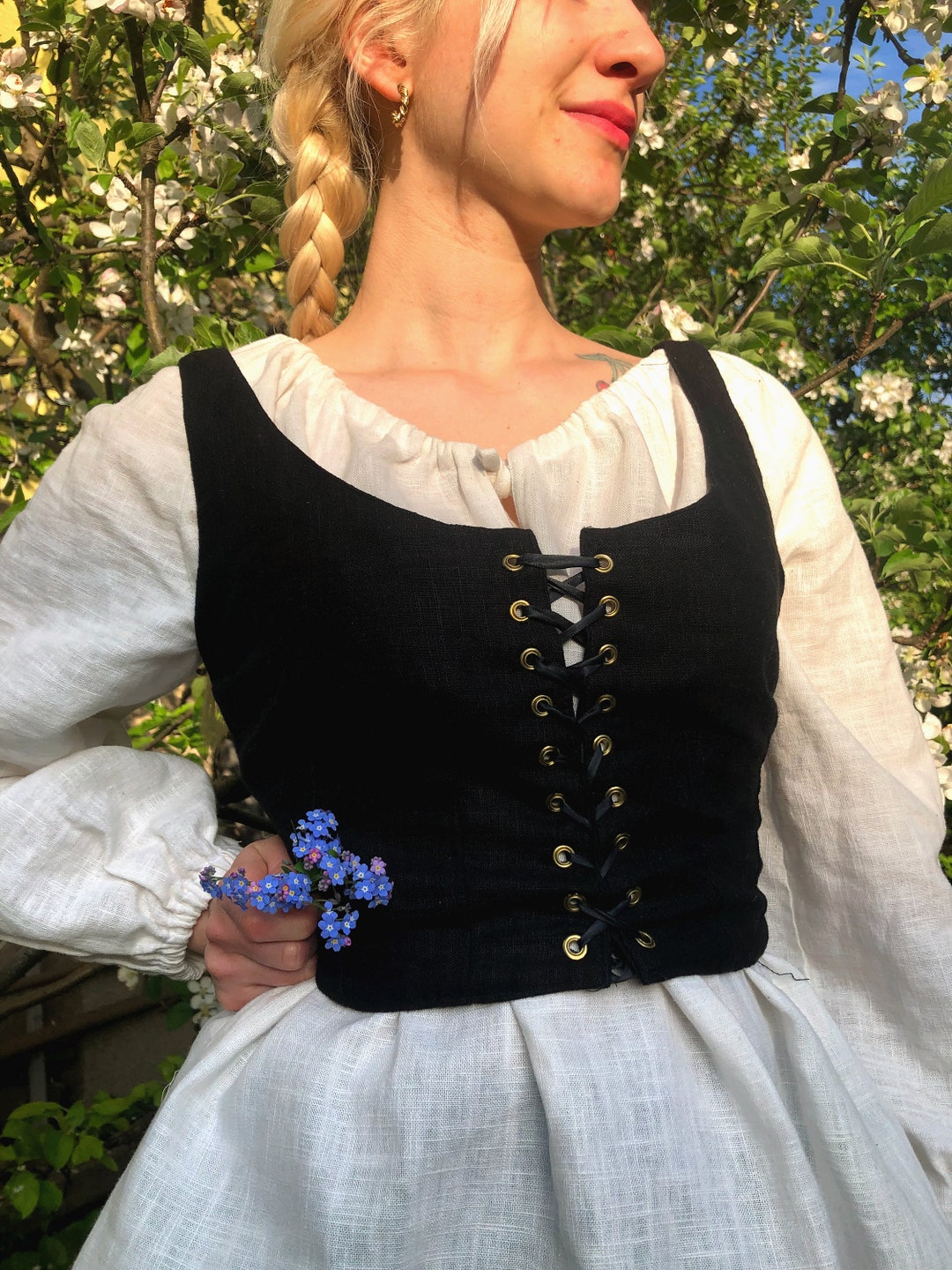 Linen Folk Vest Top Vest Linen Top Inspired by Goral Polish Slovak Folk ...