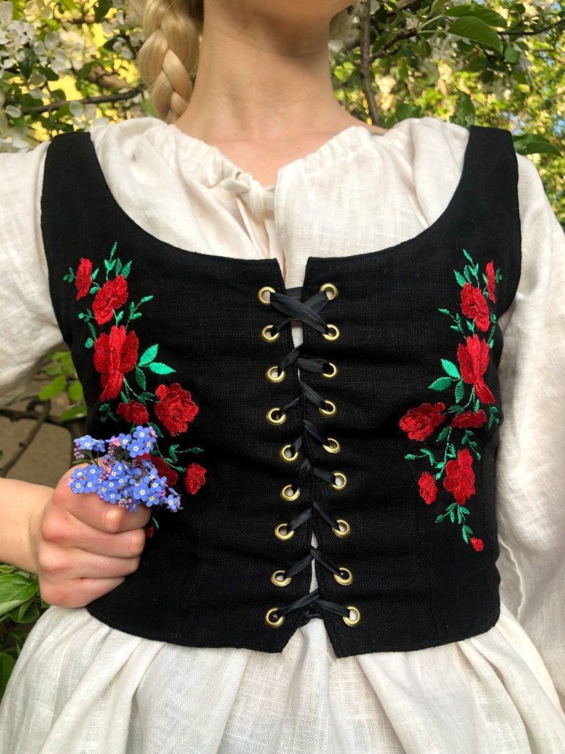 Linen Folk Vest Embroidered Top Inspired by Goral Polish - Etsy