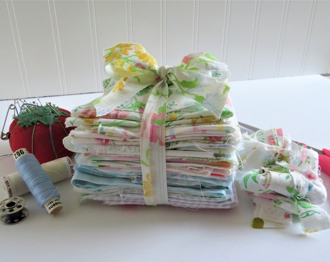 Vintage Sheet Fabric Scrap Pack Fabric Bundle Sheet Scraps Bed Sheet Scraps Multicolored Sewing ...