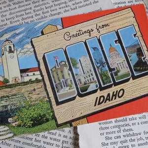 Vintage 1940's Postcard Linen Postcard Boise Idaho Postcard 5 Panel ...
