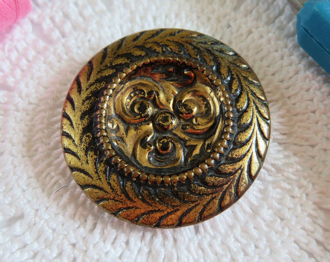Antique Metal Sewing Button - 1 1/2" (38 Mm) Metal Button - Large Metal ...