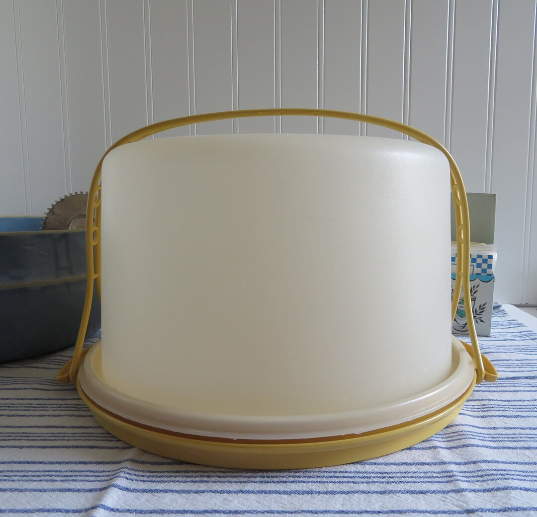 Tupperware Harvest Gold/sheer Round Cake Taker With Removable - Etsy