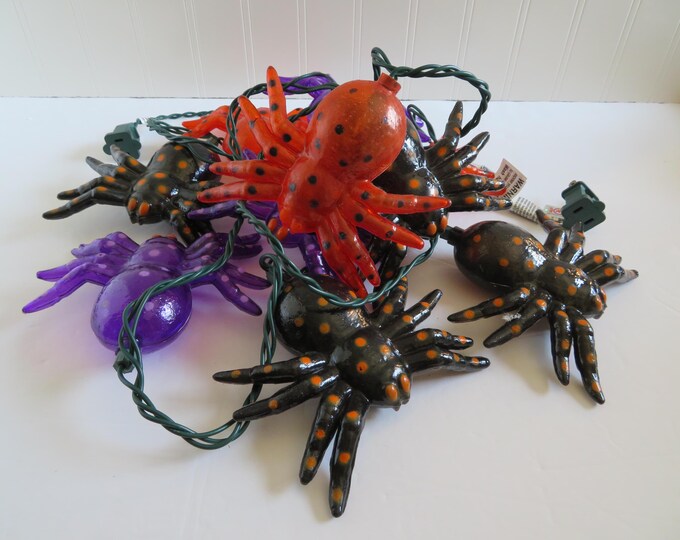 10 Spider String Lights Set - Black, Orange, Purple Spider Lights ...